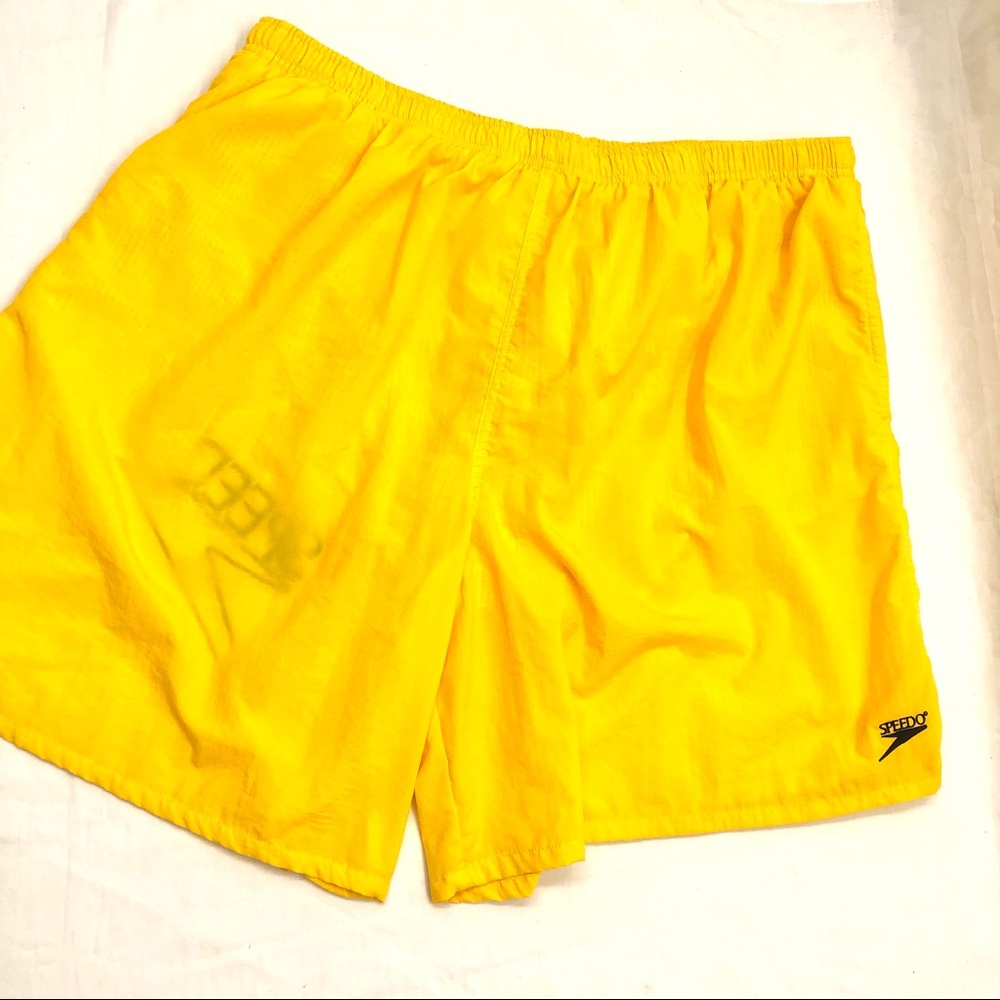 Vintage Yellow Speedo Swimsuit 90s Swim Trunks Xxl - Gem